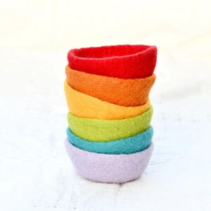 Felt Small Rainbow Baskets, Felt Storage Baskets, Set of 6 Felt Baskets ...