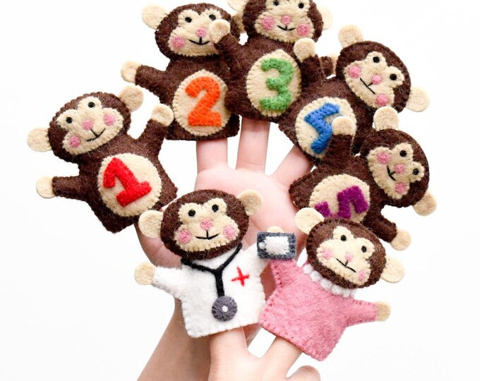 5 Little Monkey's Jumping on the Bed. Rhyme. Nursery Rhyme Puppets ...