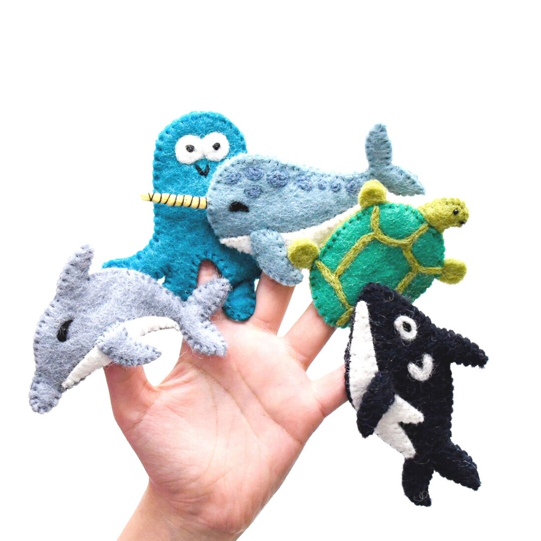 Marine Animal Finger Puppets. Felt Animal Puppets. Sea Animal Felt Toys ...
