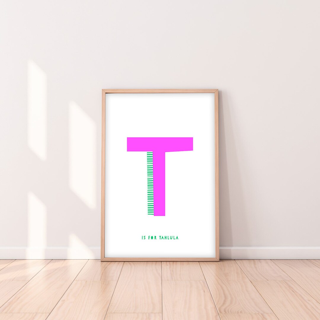 Pink Letter T Alphabet Print, Personalized Letter Print, the Letter T ...