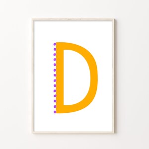Yellow Letter D, Alphabet Print, Personalized Letter Print, the Letter ...