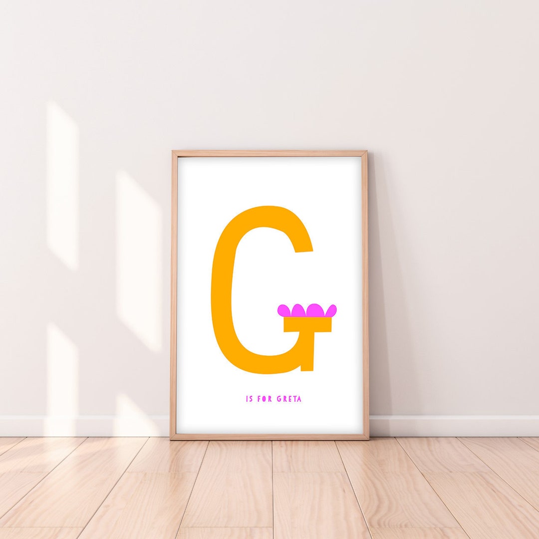 Yellow Letter G, Alphabet Print, Personalized Letter Print, the Letter ...