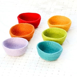 Felt Small Rainbow Baskets, Felt Storage Baskets, Set of 6 Felt Baskets ...