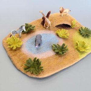 Safari Playscape, Felt World, Play Scene, Pretend Play, Mat for Small ...