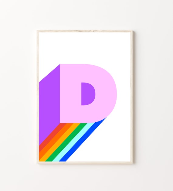Super Letter D Alphabet Print Personalized Letter Print the | Etsy