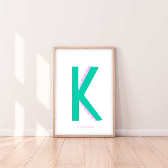 Green Letter K Alphabet Print Personalized Letter Print The | Etsy