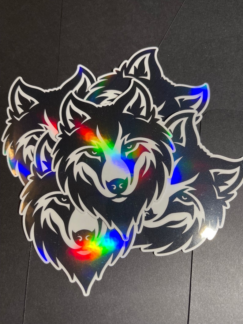 Wolf Holographic Sticker, Wildlife Sticker, Animal Stickers, Laptop ...