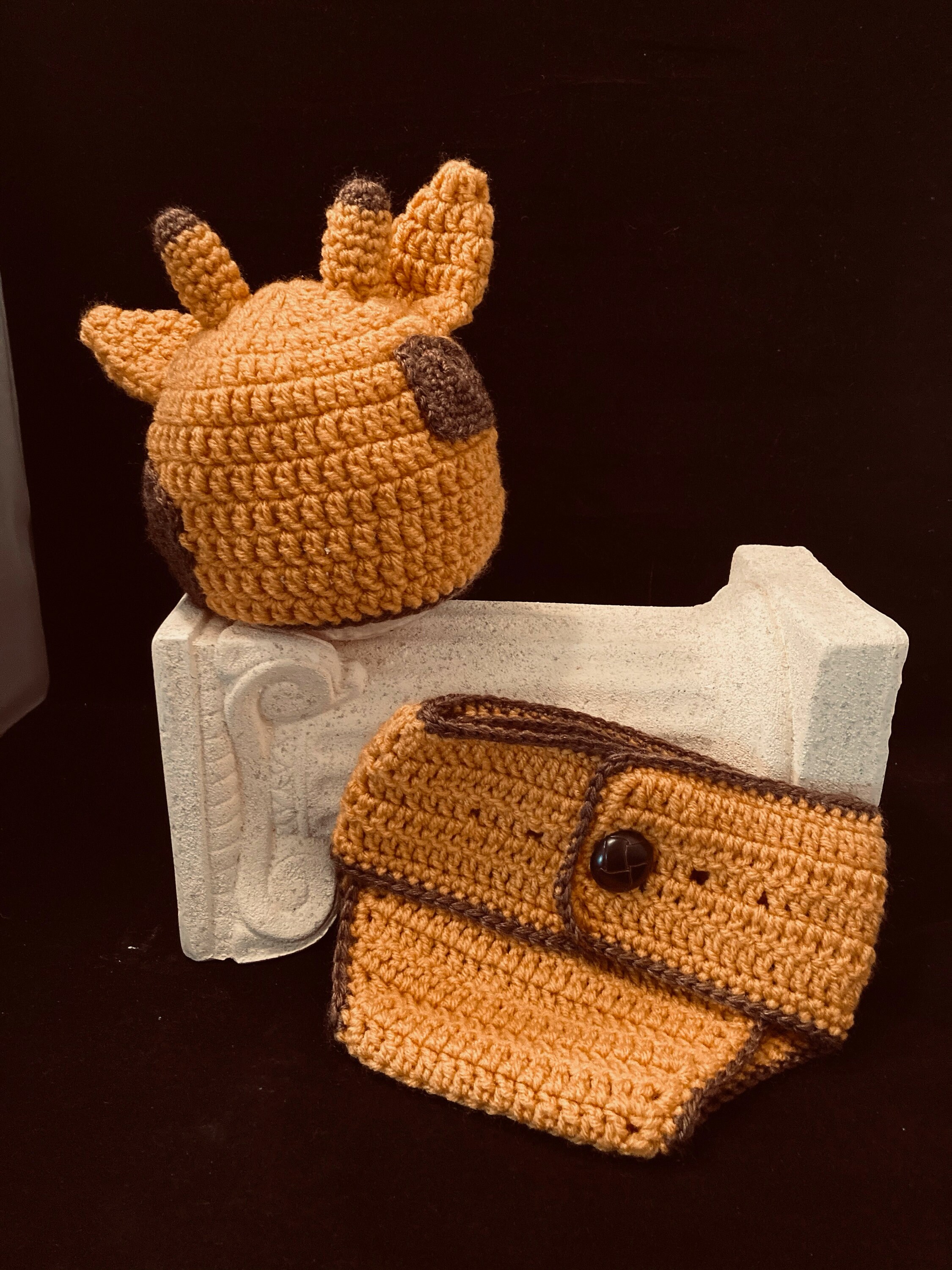Hand Crochet Diaper Set Giraffe Diaper Cover Set Newborn Photo Prop ...