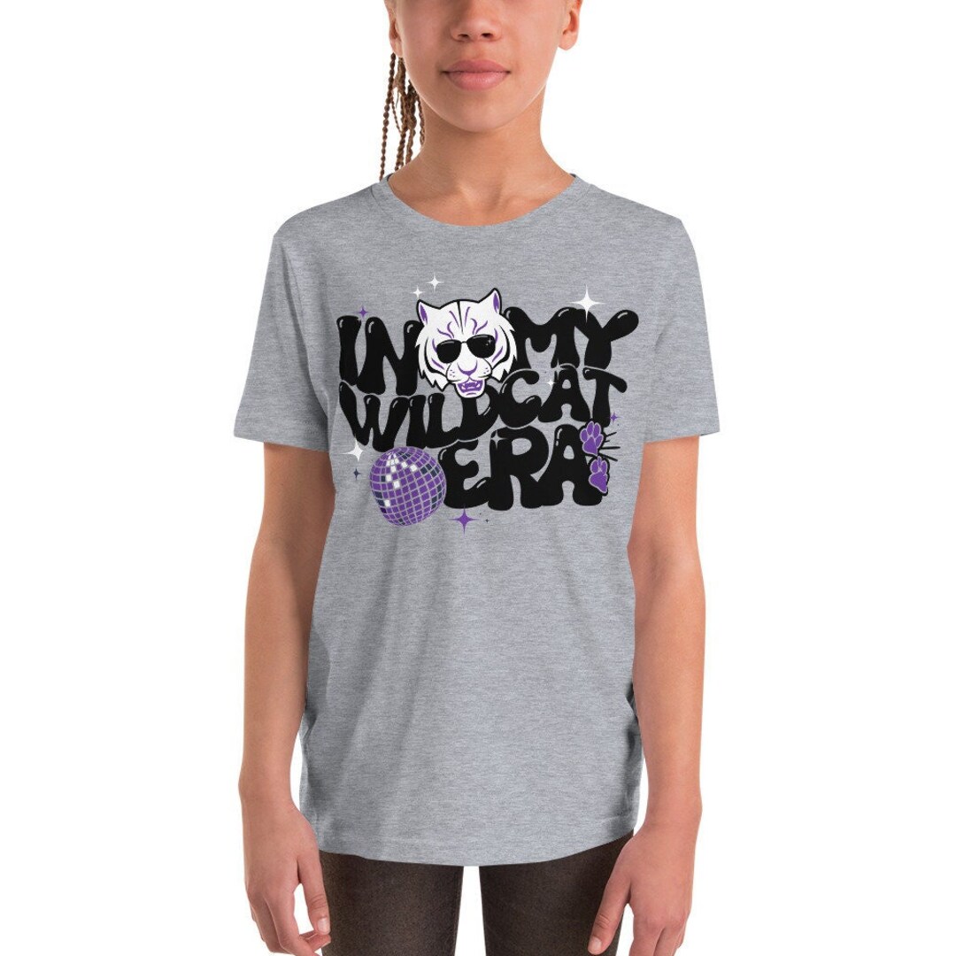 YOUTH * in My WILDCAT Era Tee PURPLE & Black * Groovy Student Spirit ...