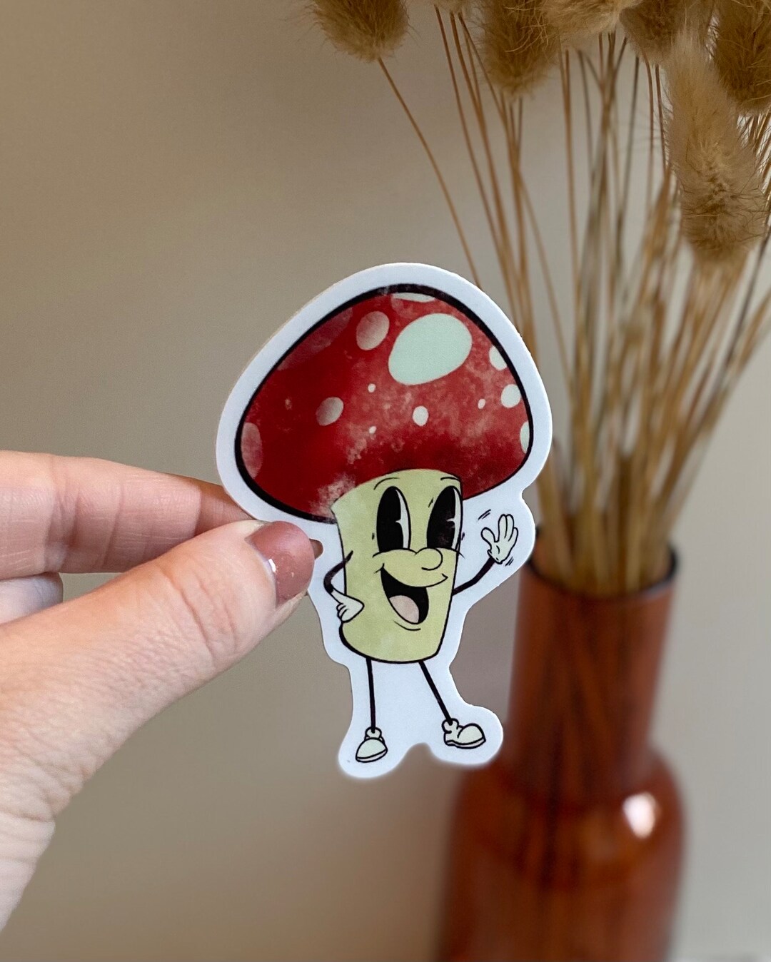 Retro Mushroom Sticker Vinyl Sticker Water Bottle Sticker Trendy ...