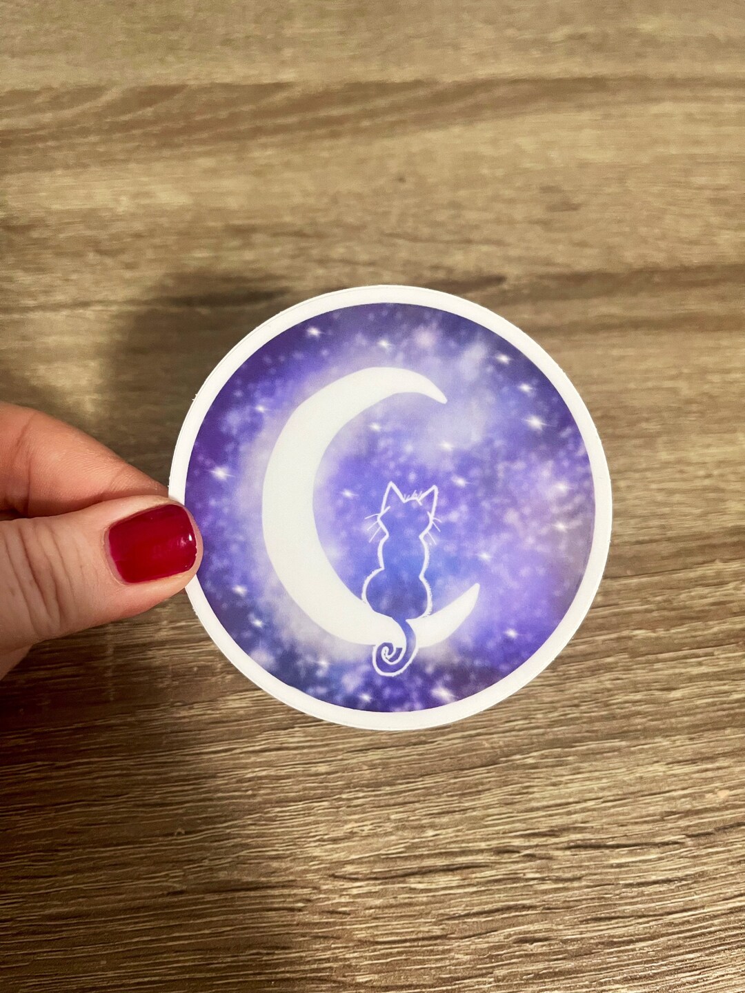 Cat Moon Sticker, Galaxy Stickers, Moon Stickers, Waterproof Stickers ...