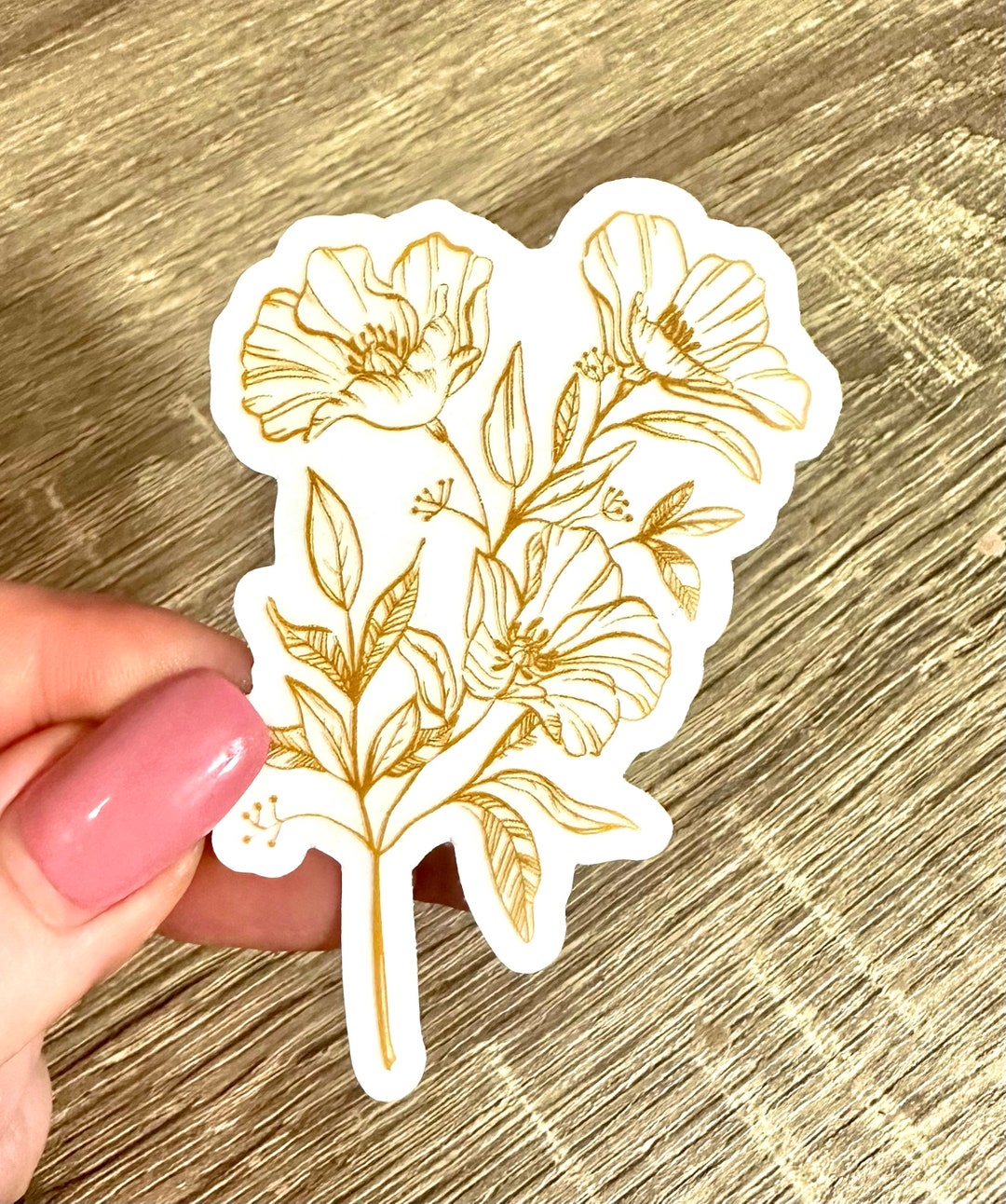 Flower Bouquet Sticker, Clear Vinyl Sticker, Flower Sticker, Water ...
