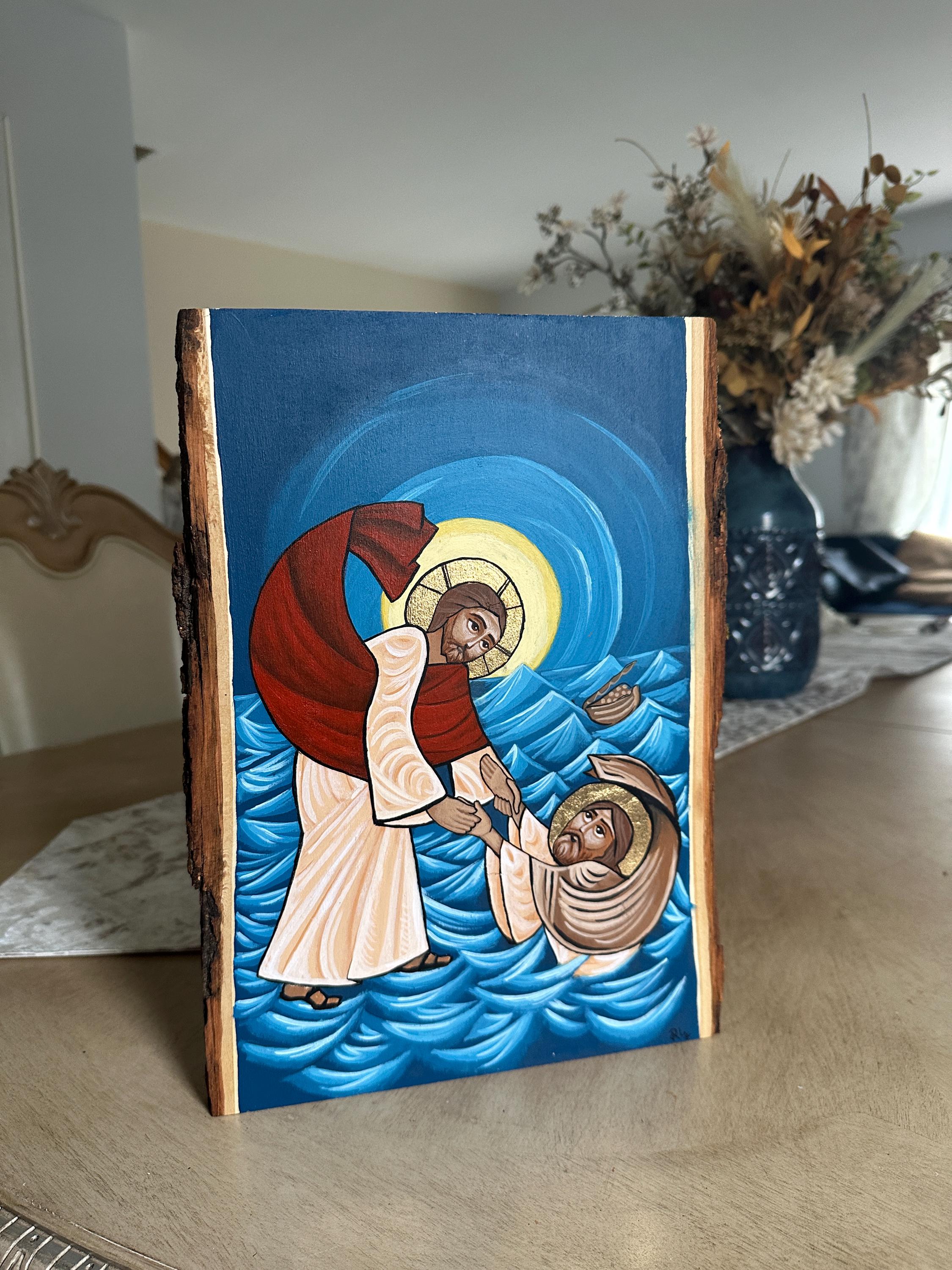 Peter and Christ on Water Coptic Icon - Etsy