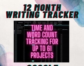 1 Month Writing Tracker - Word Count Tracker - Minutes and Hours Time ...