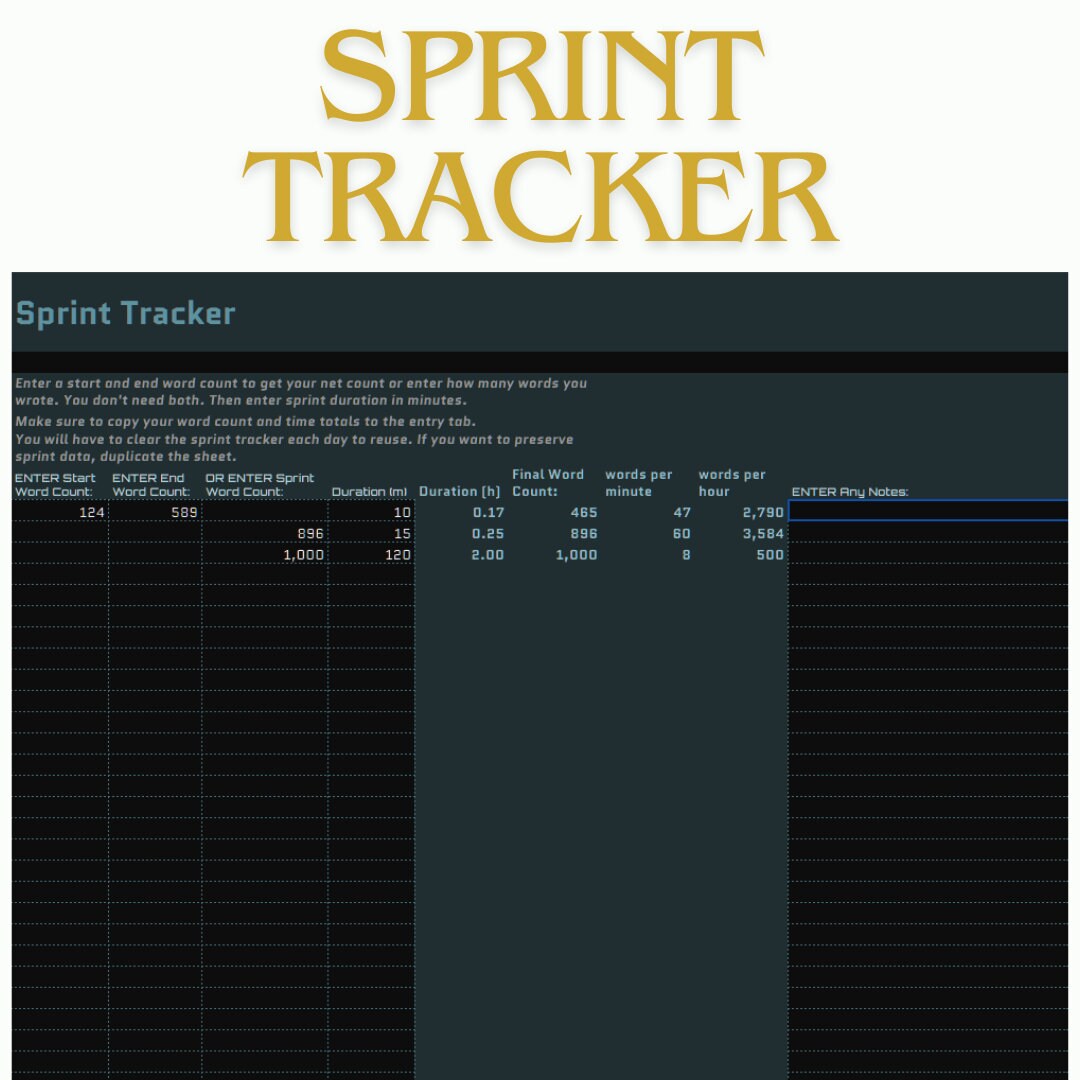 1 Month Writing Tracker - Word Count Tracker - Minutes and Hours Time ...