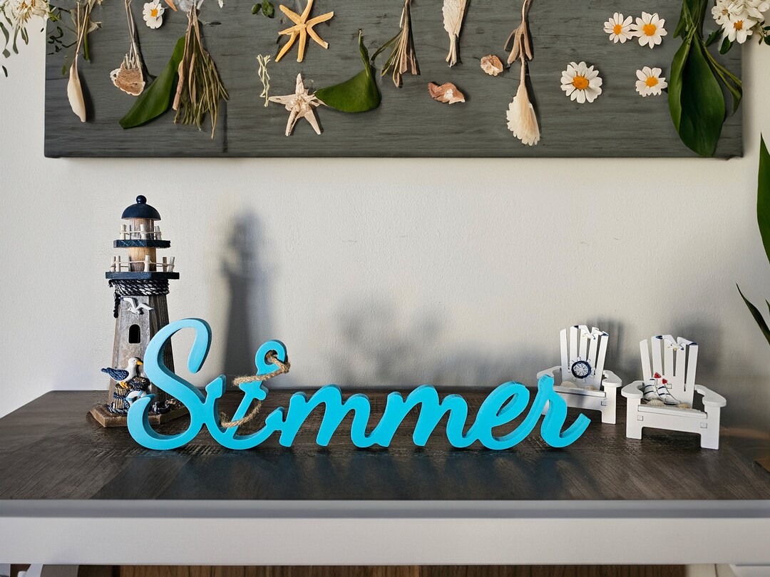 Summer Decor for Home, Summer Wooden Sign, Shelf Sitter Summer Sign ...