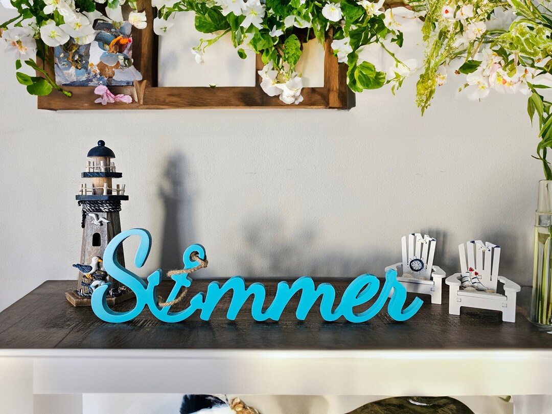 Summer Decor for Home, Summer Wooden Sign, Shelf Sitter Summer Sign ...