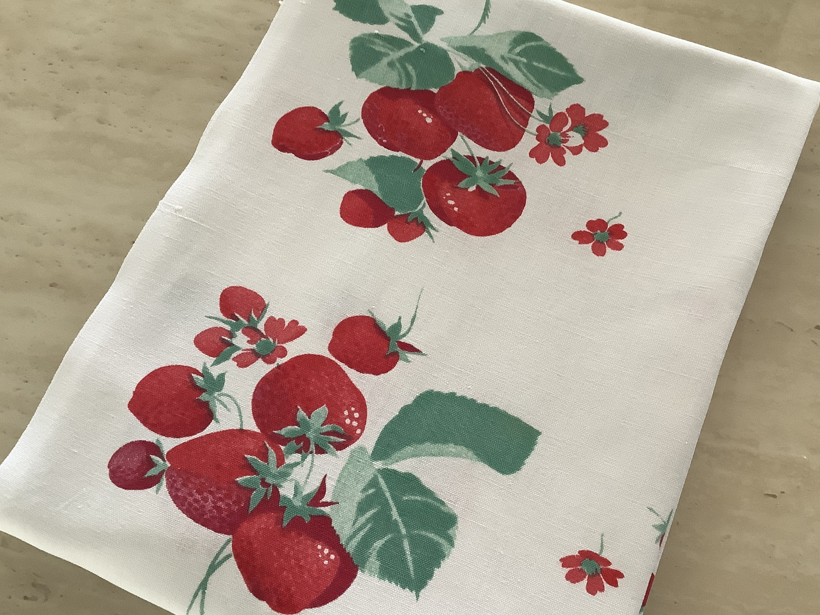 Sweet Juicy Strawberries Tablecloth Rosy Red Berries White Blossoms ...