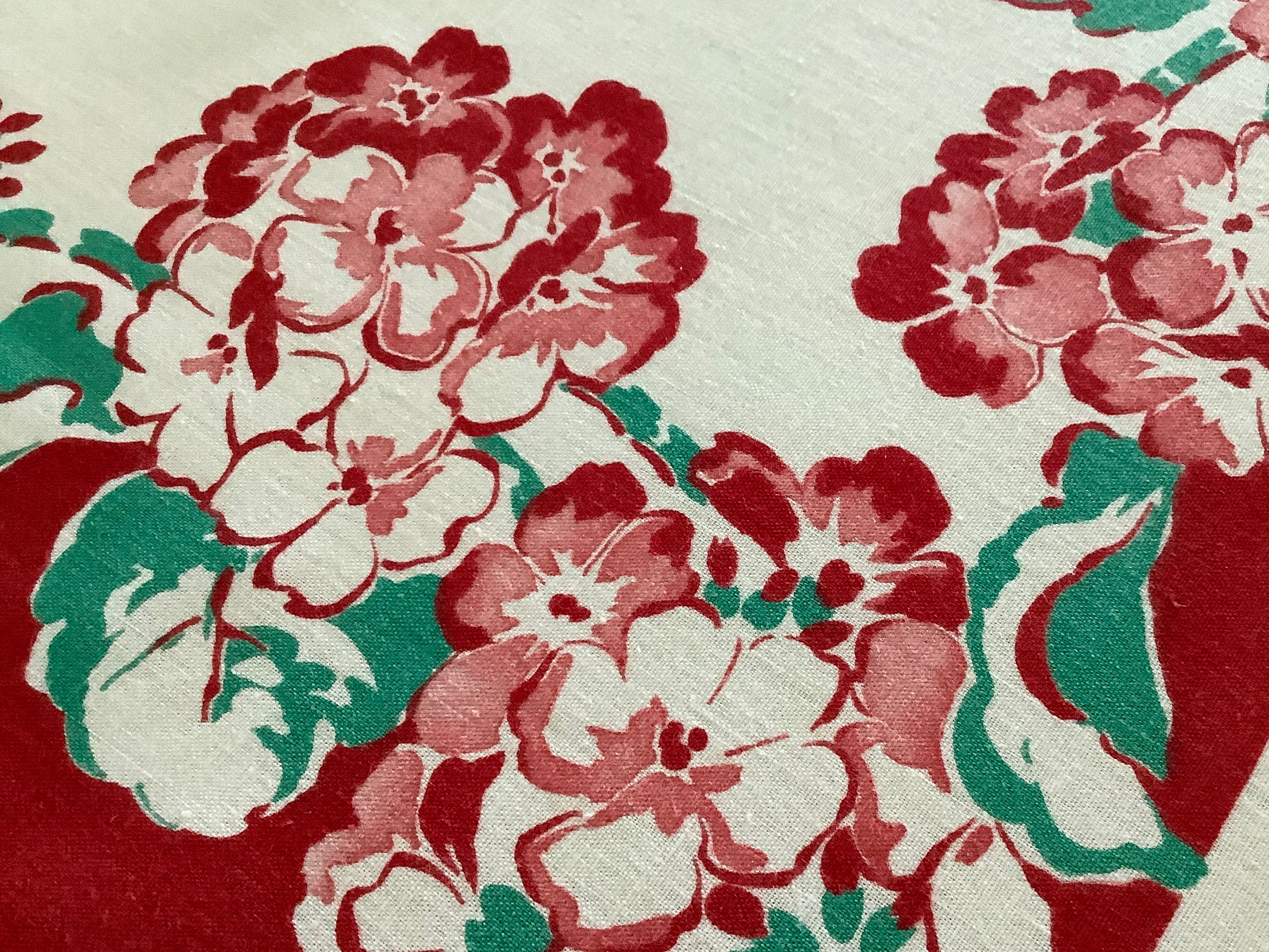 Glorious Rosy Red Geranium Tablecloth Bright Pretty Floral Table Linen ...