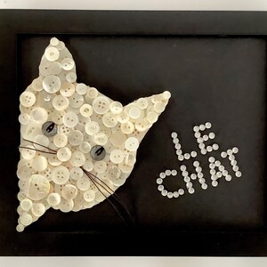 White Cat Button Art: Abalone & Mother of Pearl Mosaic, Pet Memorial - Etsy