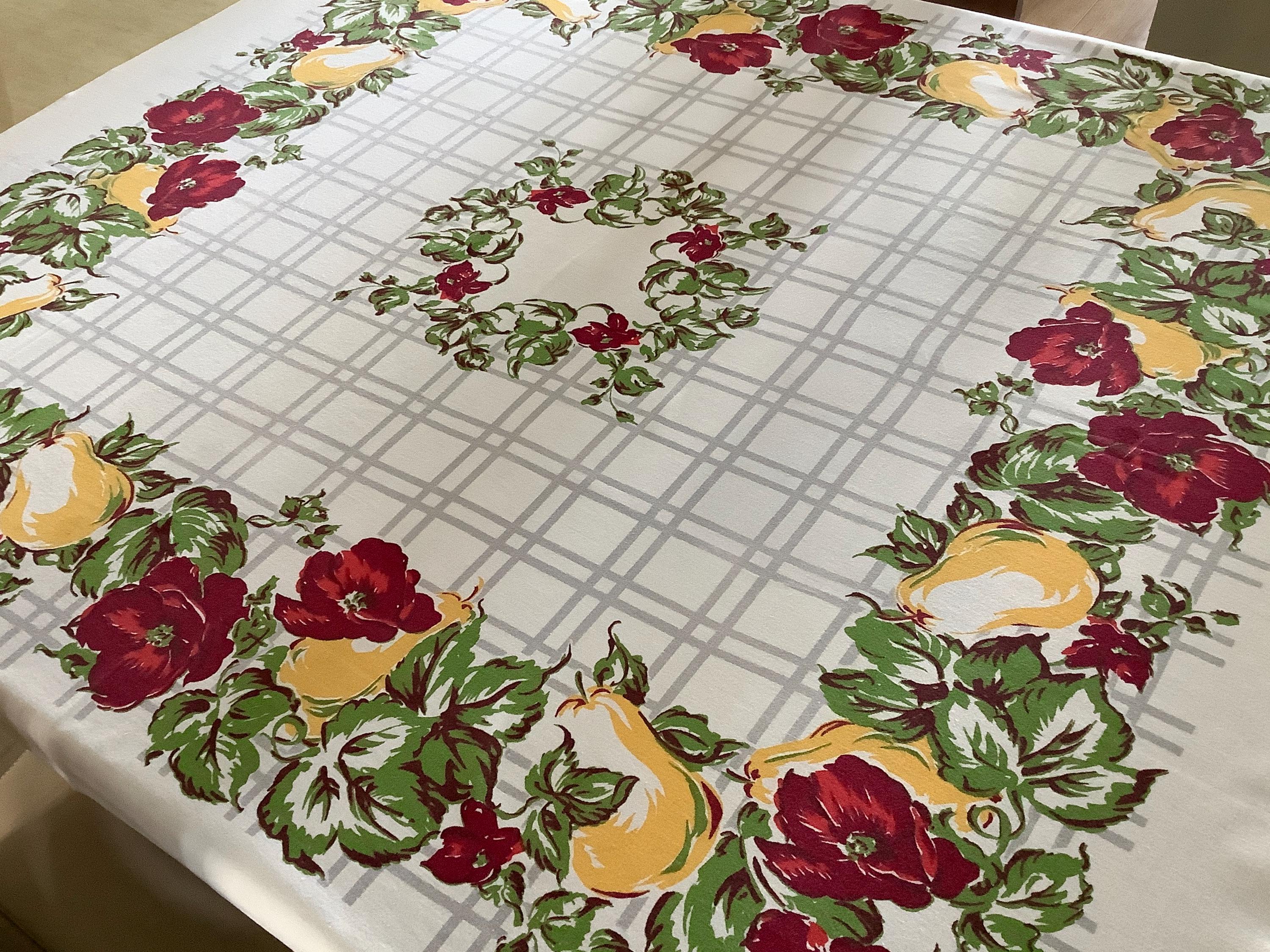 Heirloom Tuber Rose Tablecloth Vintage Table Linen Fruit & Floral ...
