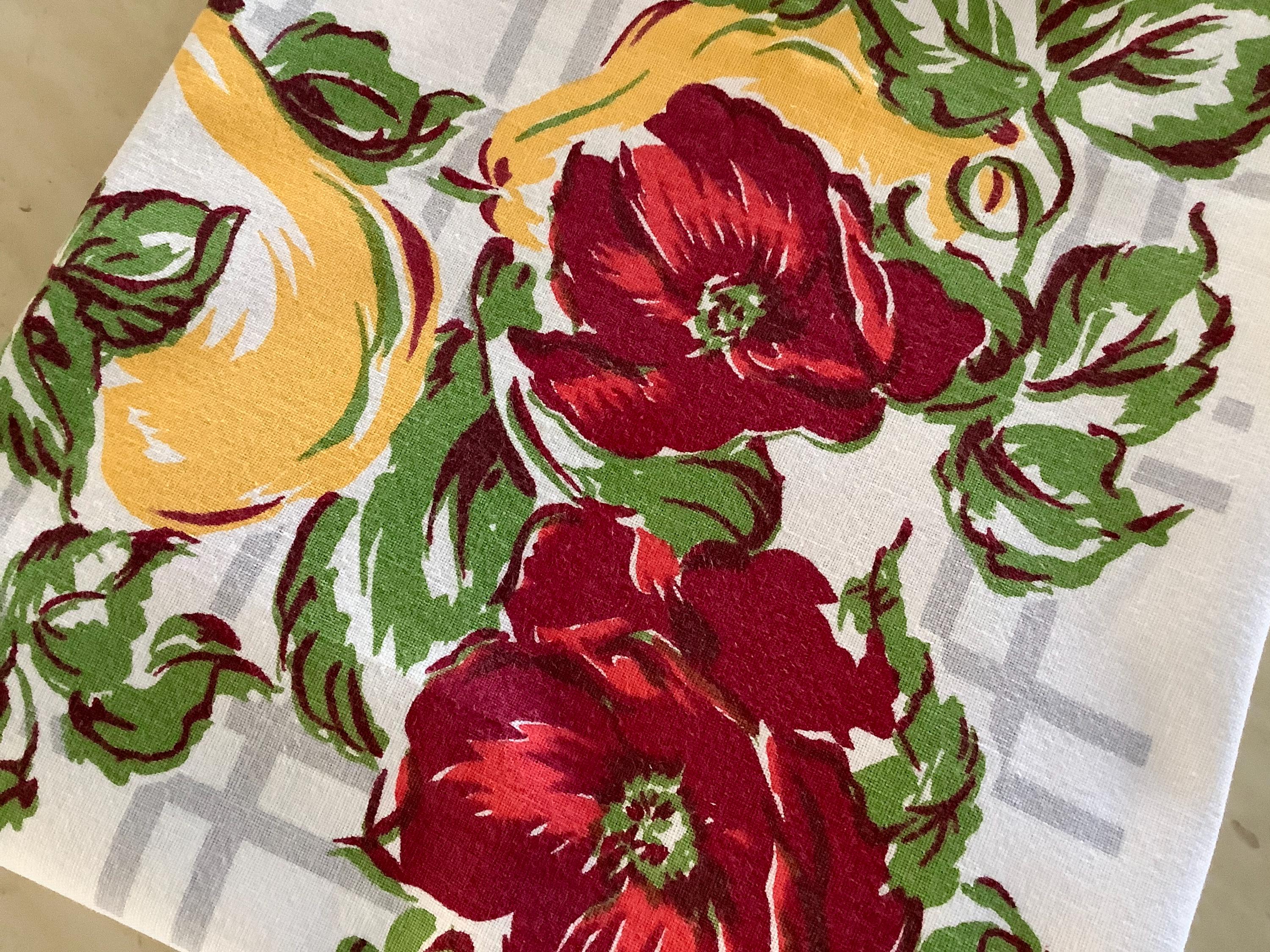 Heirloom Tuber Rose Tablecloth Vintage Table Linen Fruit & Floral ...