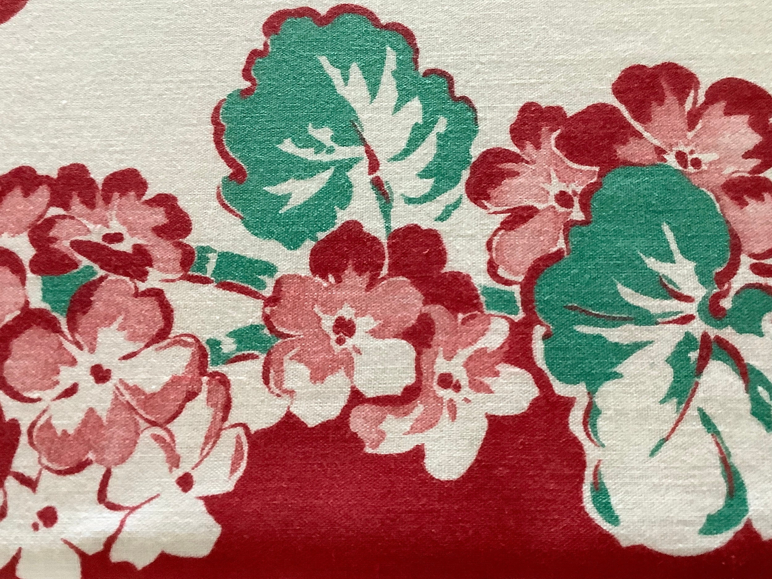 Glorious Rosy Red Geranium Tablecloth Bright Pretty Floral Table Linen ...