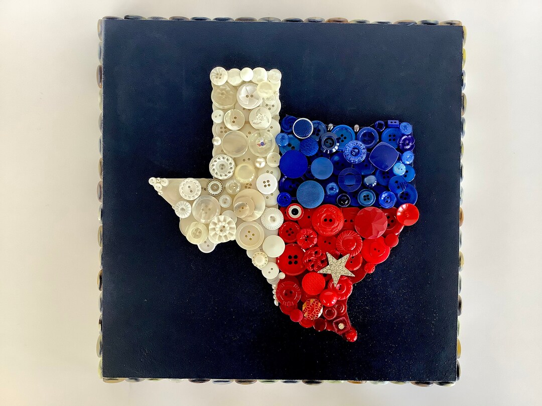 Texas Button Art: Upcycled Mosaic Map, Rustic Western Decor - Etsy