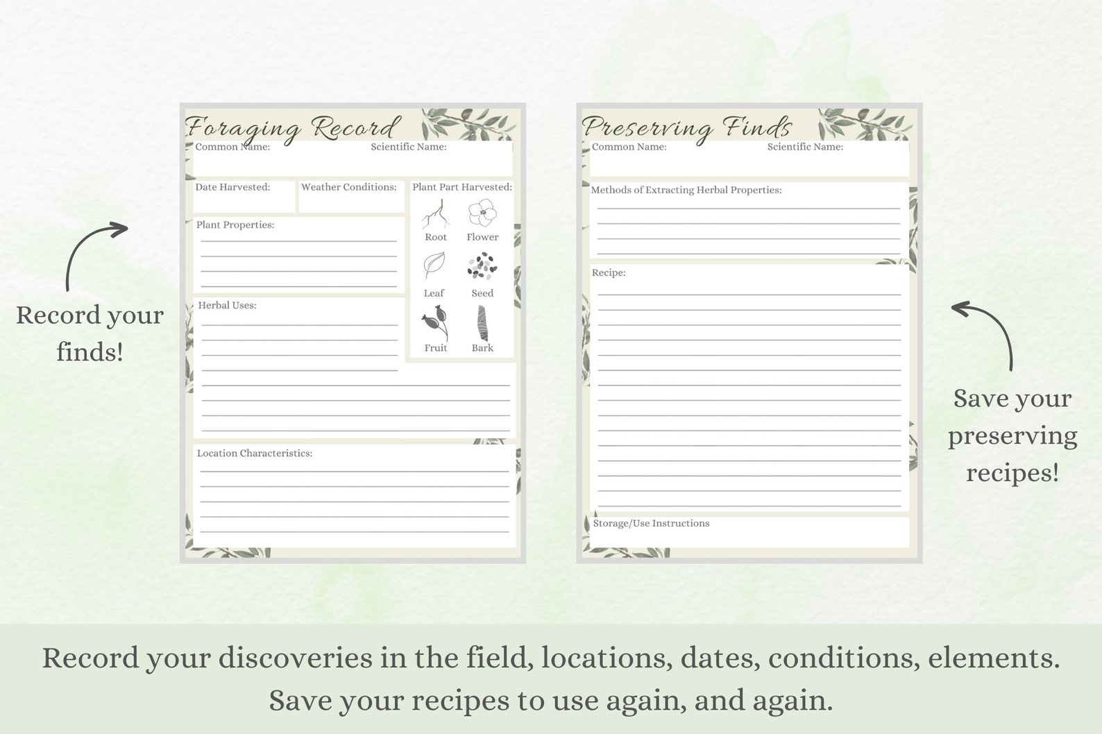 Foraging Journal Printable, Foraging Journal, Foraging Journal Planner ...
