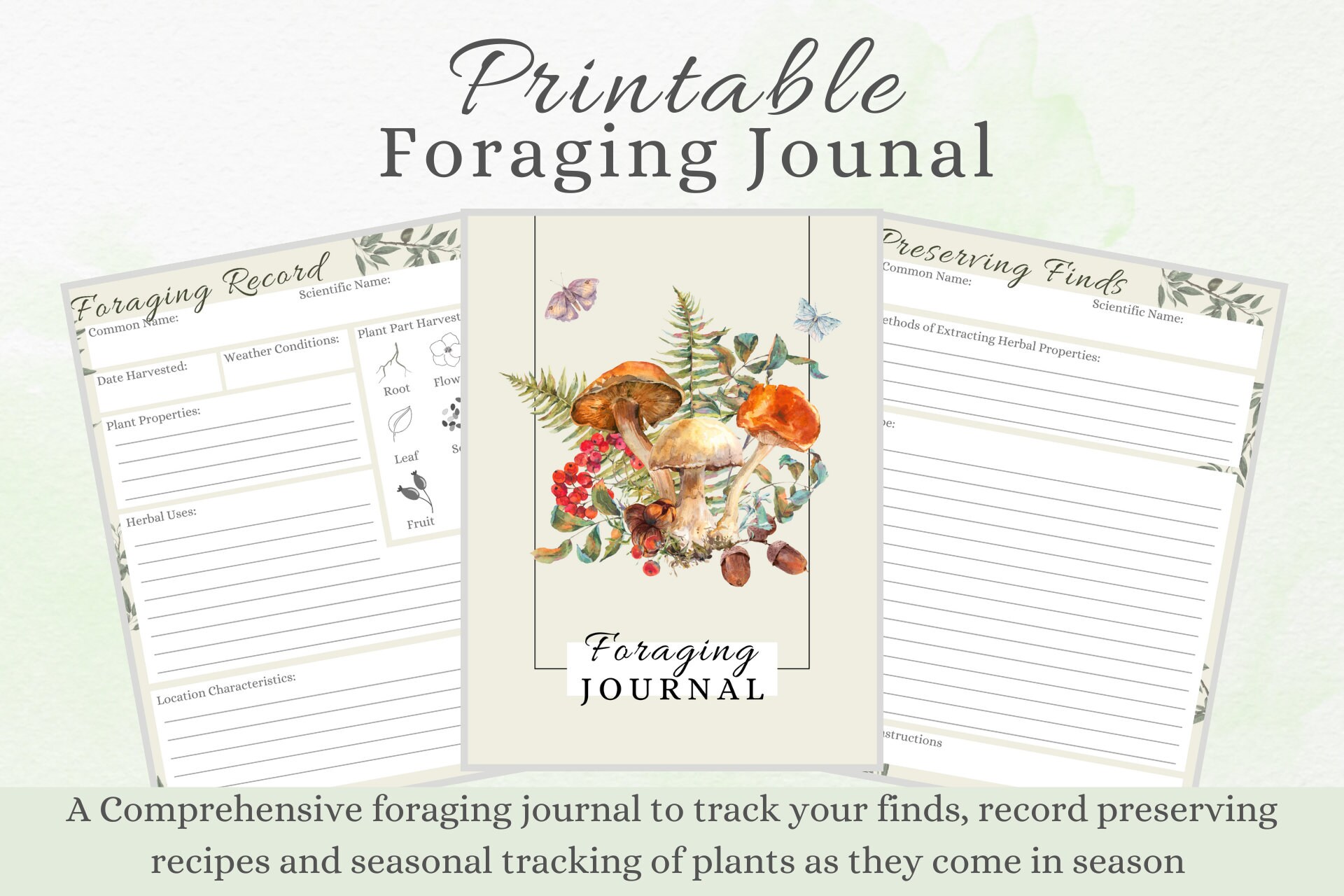 Foraging Journal Printable, Foraging Journal, Foraging Journal Planner ...