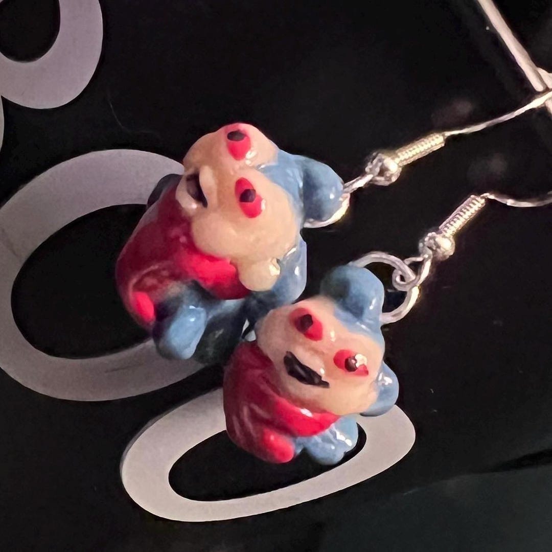 Labyrinth Blue Worm Muppet Earrings | Hypoallergenic Polymer Clay ...
