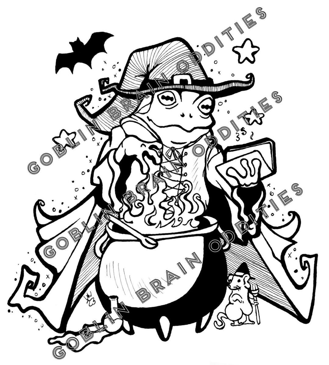Frogtober Physical Prints | Whimsical Frog Drawings | Witch Wizard ...