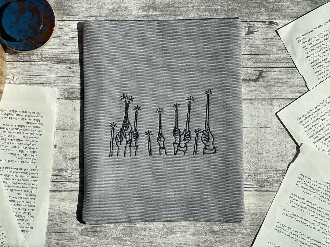 Raise Your Wands in Memory Embroidered Book Cover Book Bag Booksleeve ...
