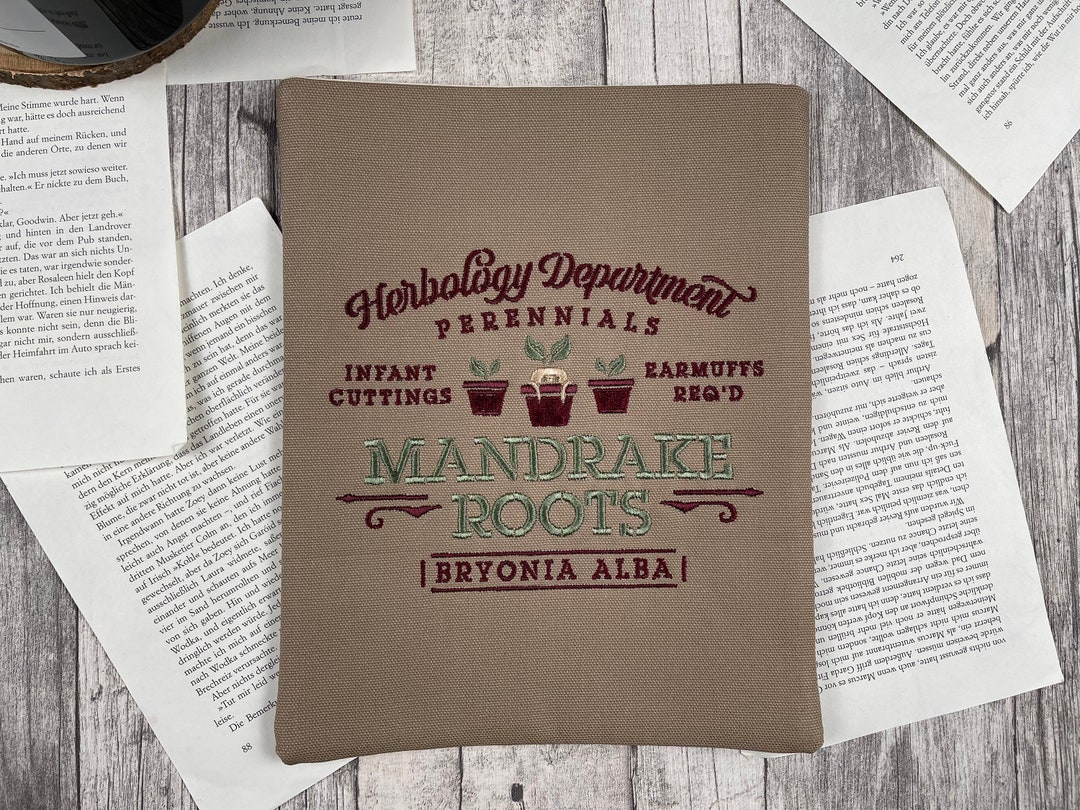 Mandrake Roots Embroidered Book Cover Book Sleeve Booksleeve Book Cover ...