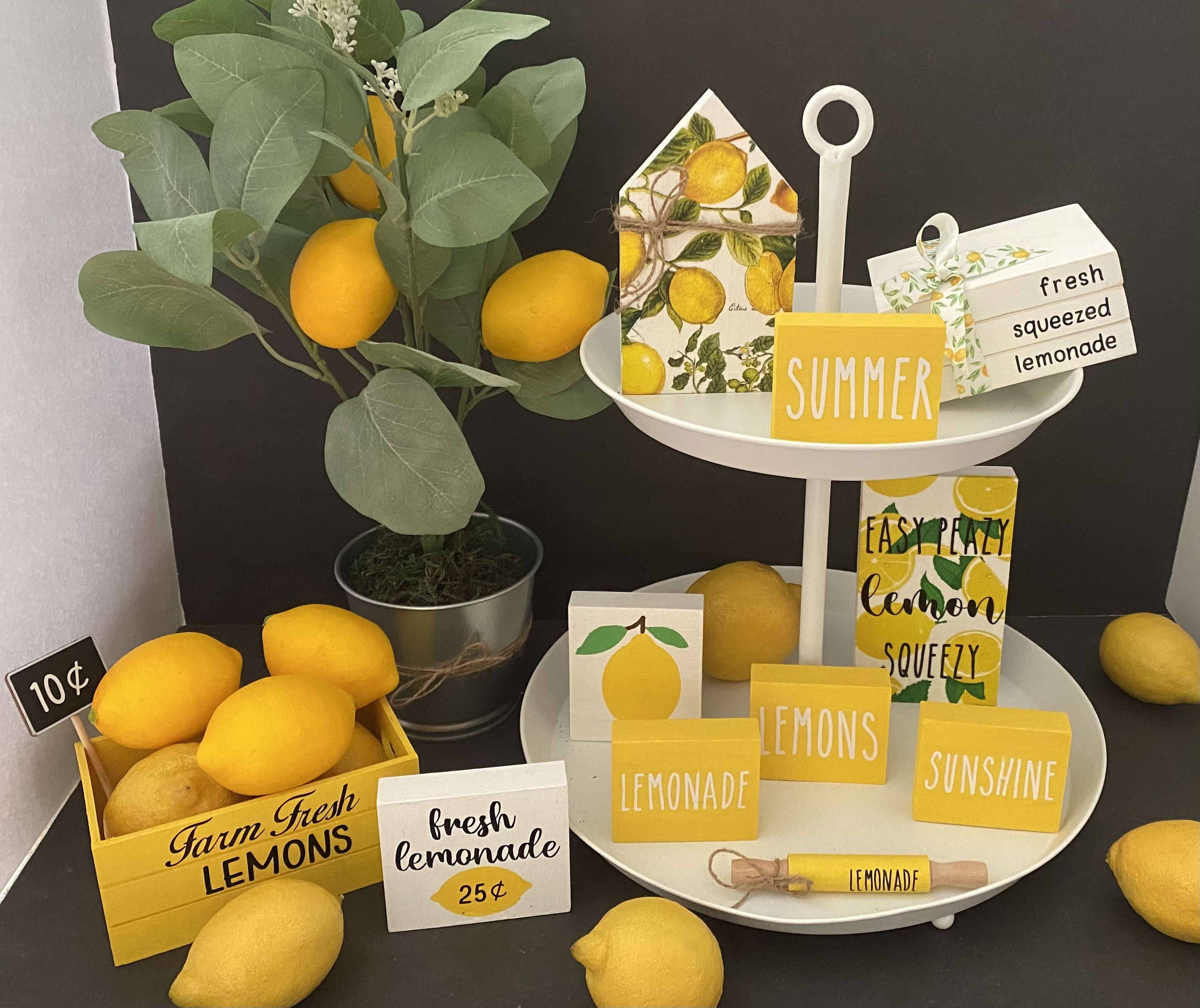 Lemon Tiered Tray Decor Bundle Lemon Decor Fresh Lemonade - Etsy UK