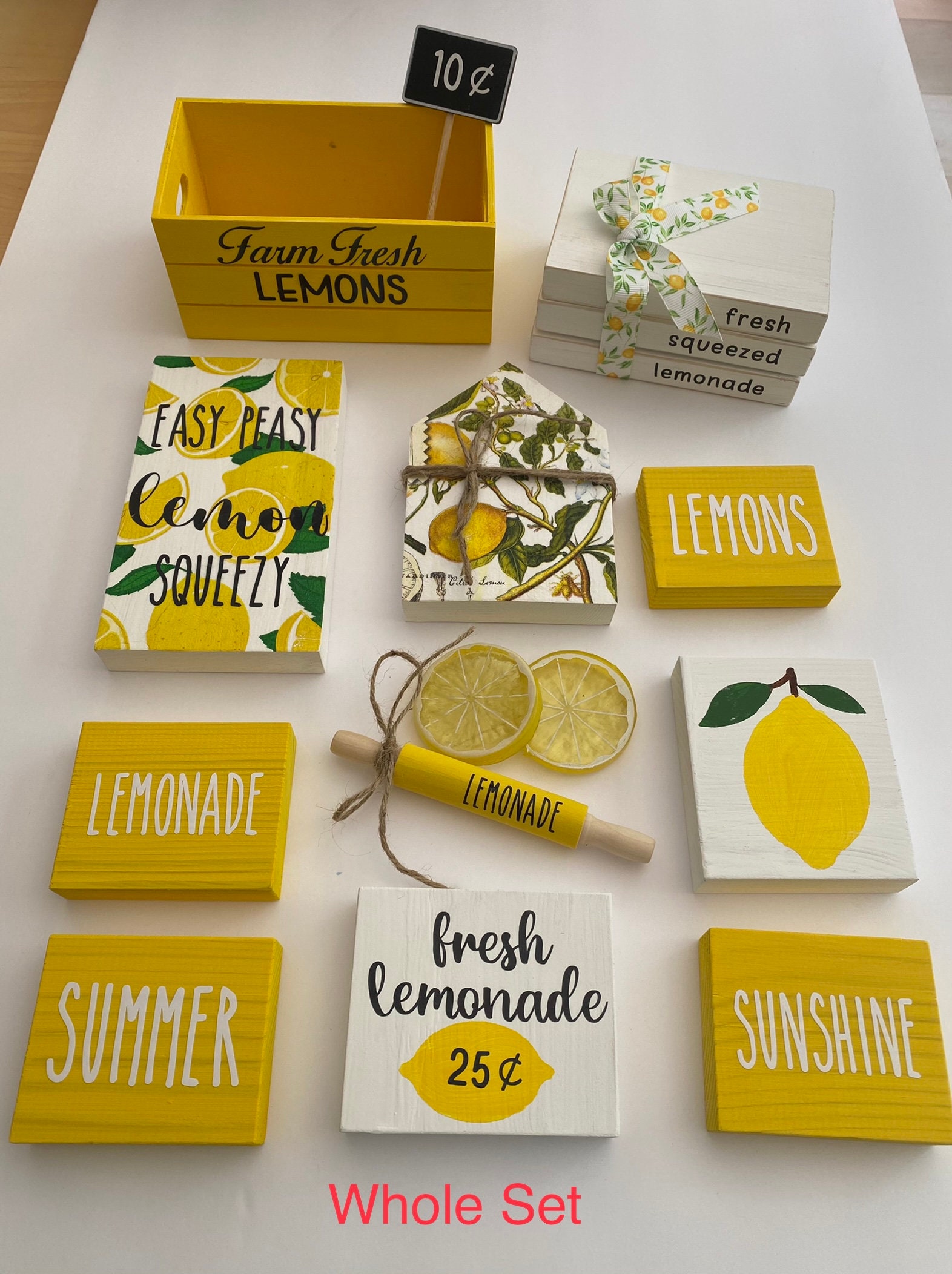 Lemon Tiered Tray Decor Bundle Lemon Decor Fresh Lemonade - Etsy UK