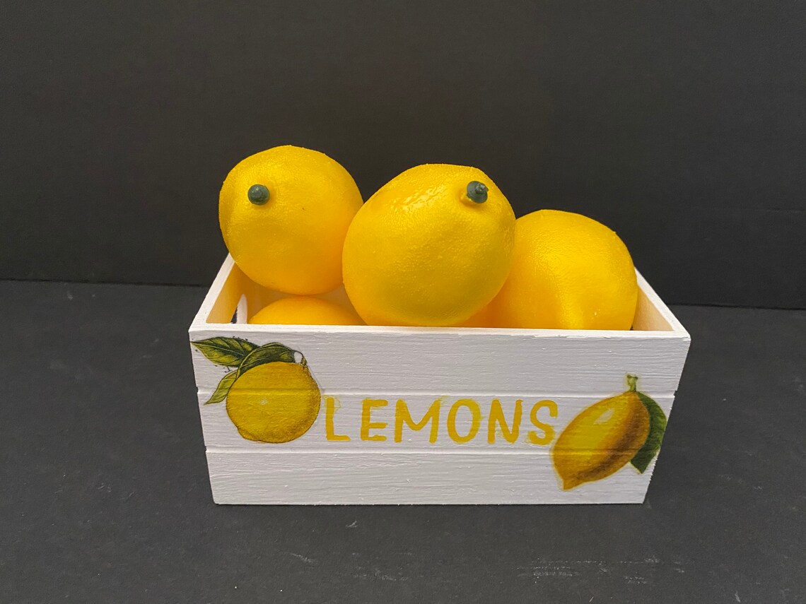 Mini Wooden Crate for Tiered Tray Decor Lemon Decor Summer - Etsy