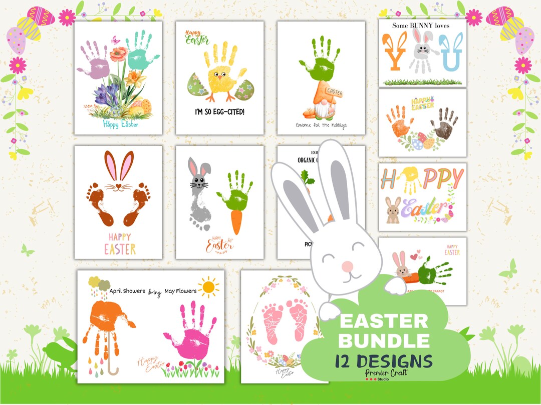 Easter Handprint Footprint Art Craft Bundle Happy Hoppy Easter Craft ...