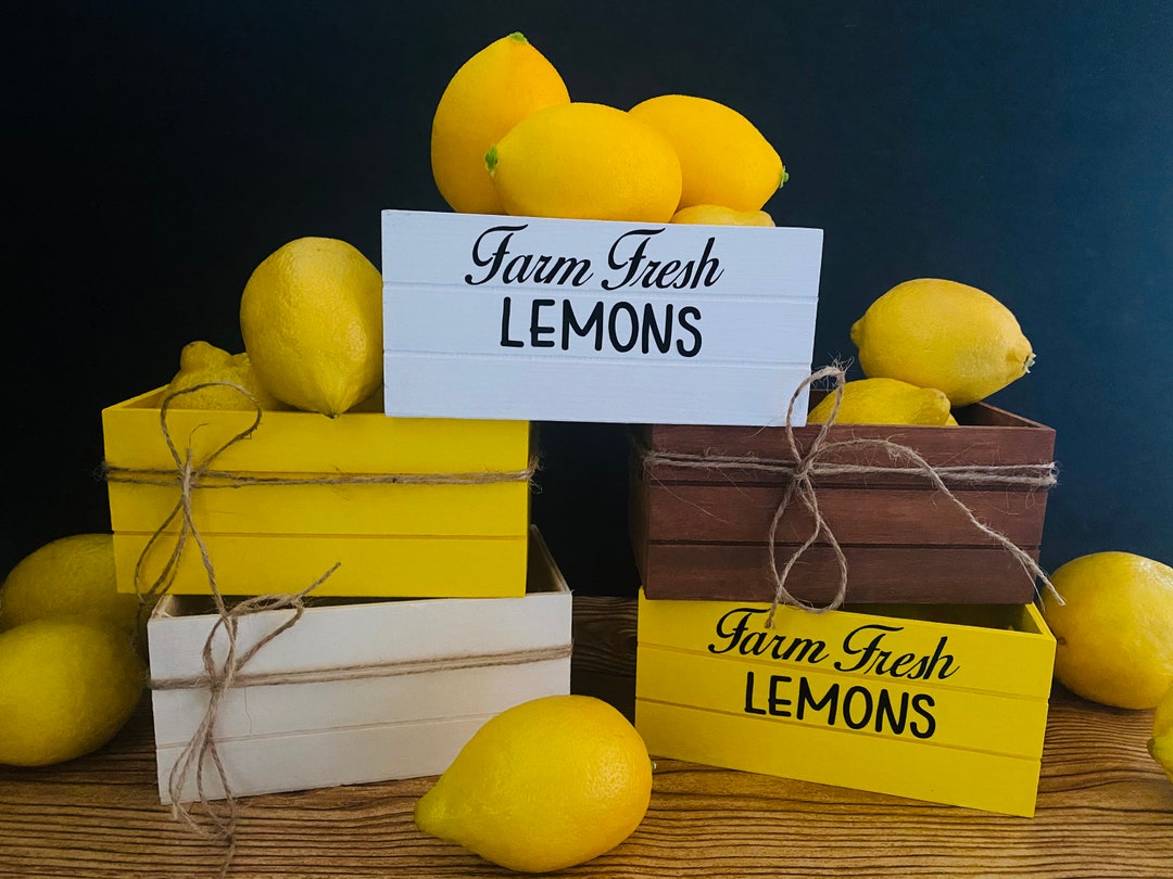 Mini Wooden Crate for Tiered Tray Decor, Lemon Decor, Summer Decor ...