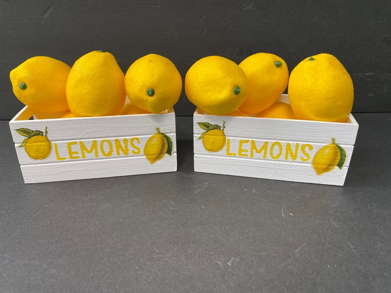 Mini Wooden Crate for Tiered Tray Decor Lemon Decor Summer - Etsy