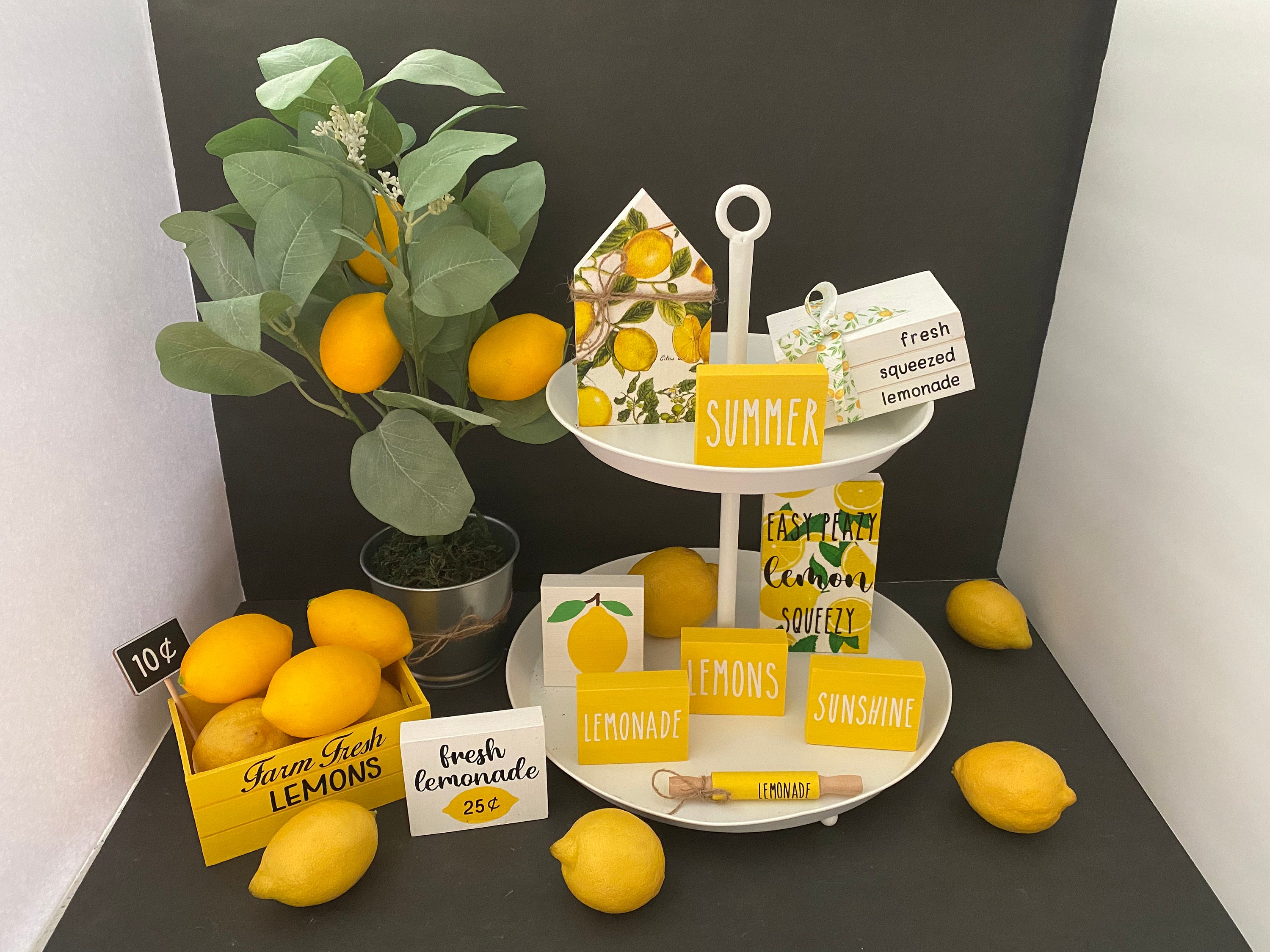 Lemon Tiered Tray Decor Bundle Lemon Decor Fresh Lemonade | Etsy