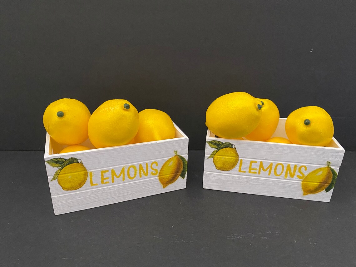 Mini Wooden Crate for Tiered Tray Decor Lemon Decor Summer - Etsy