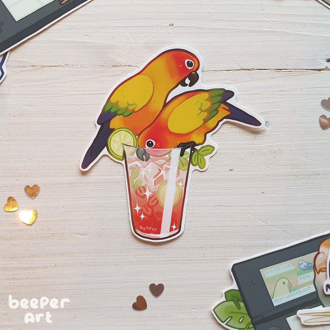 Sun Conure Cocktail Sticker - Etsy