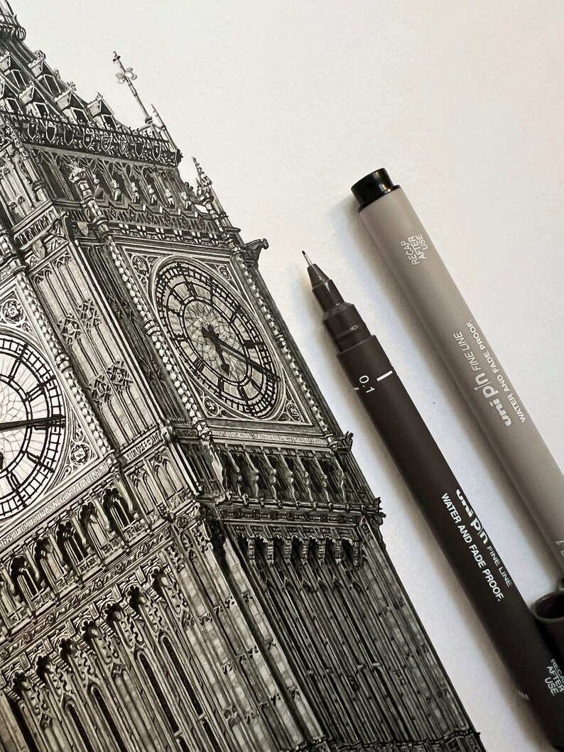 Big Ben Clock Tower Drawing London, Signed Print, Wall Art, Travel ...