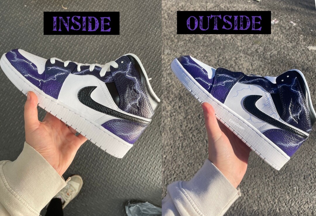 Custom Lightning Nike Jordan 1s Purple With COLOUR CHANGING PAINT - Etsy
