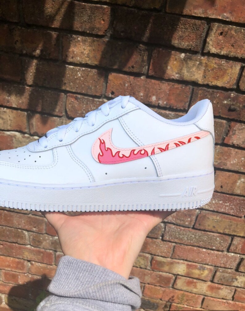 Custom Pink and Red Flames Air Force 1 - Etsy UK