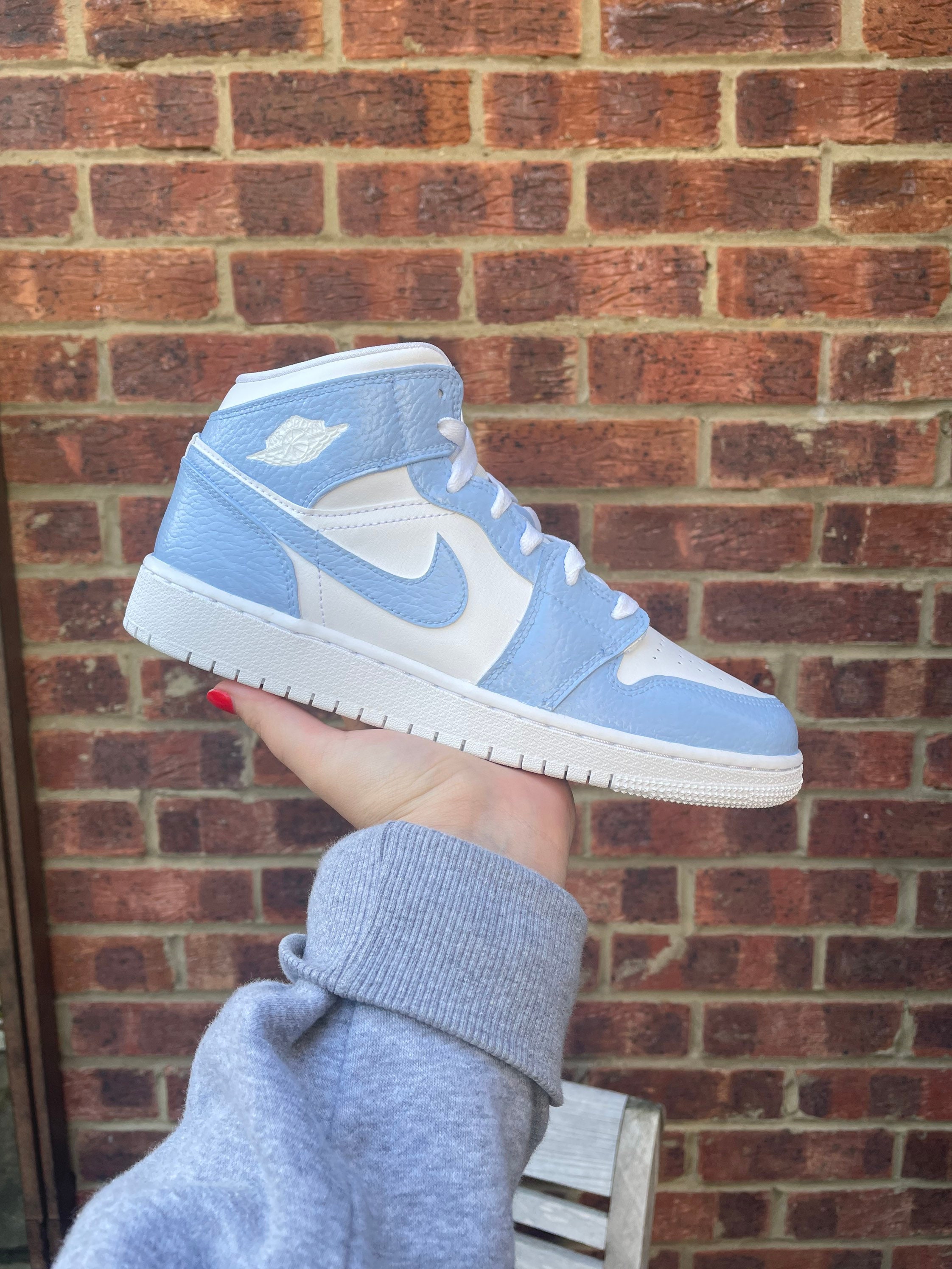 Custom Baby Blue Air Jordan 1 Mid - Etsy UK