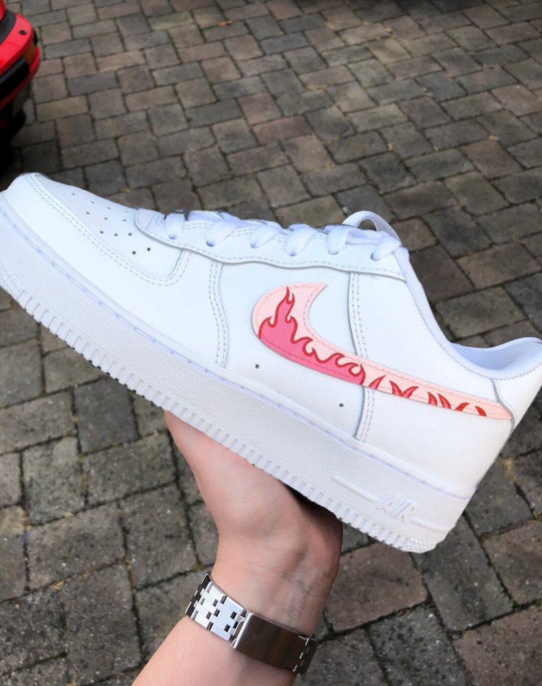 Custom Pink and Red Flames Air Force 1 - Etsy UK