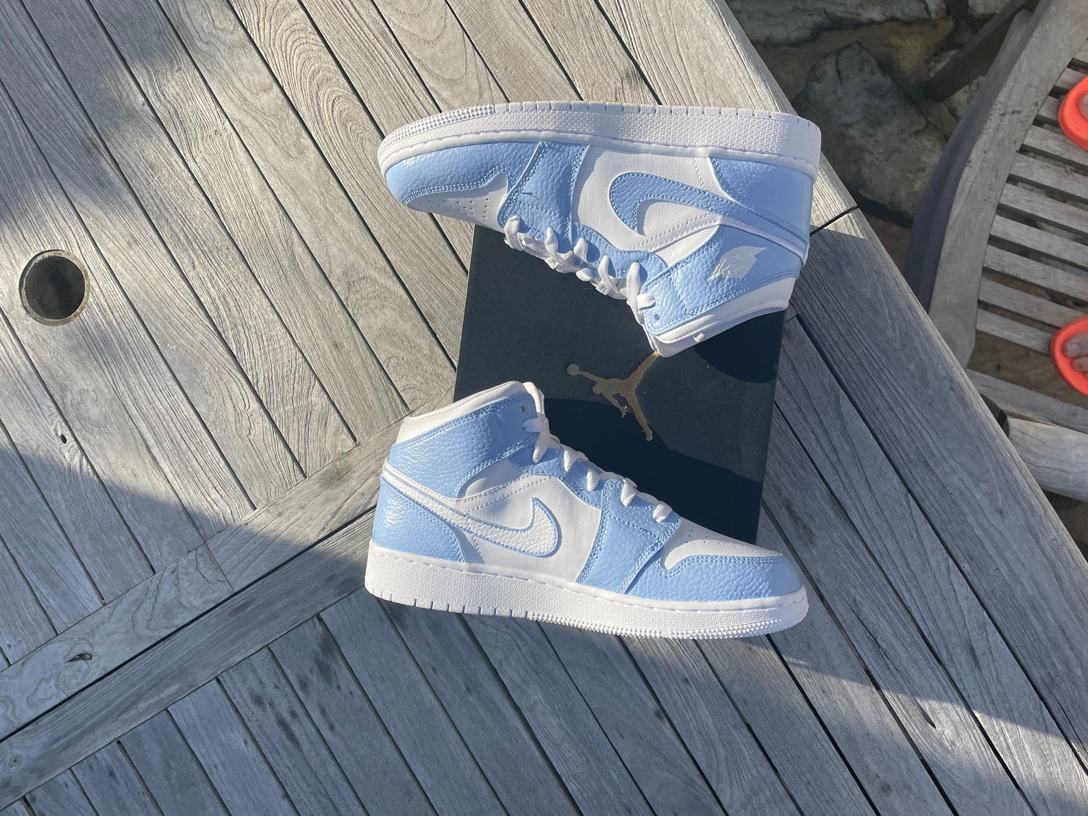 Custom Baby Blue Air Jordan 1 Mid - Etsy UK