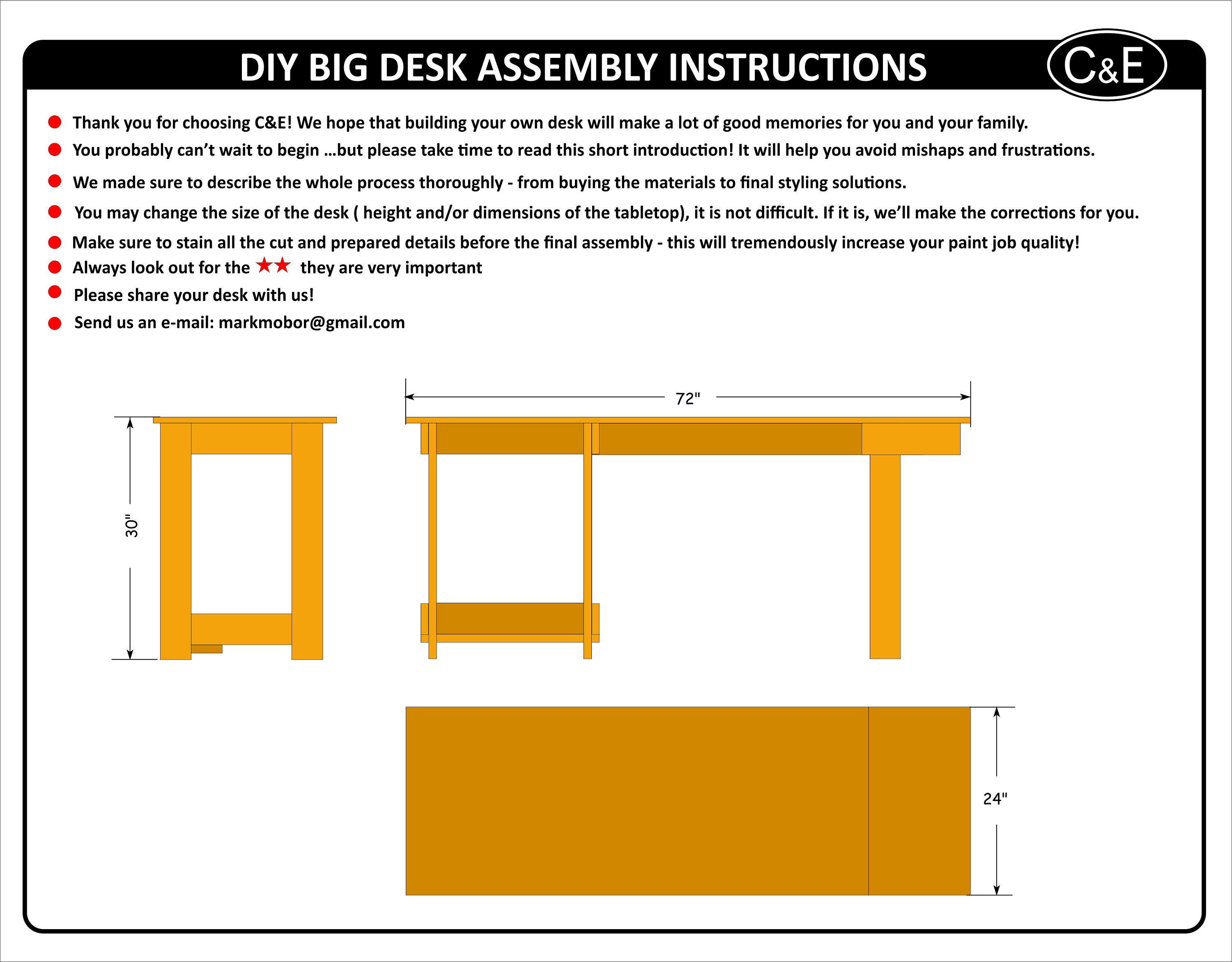 Modern Big Versatile Desk With Drawer DIY Plan - Etsy